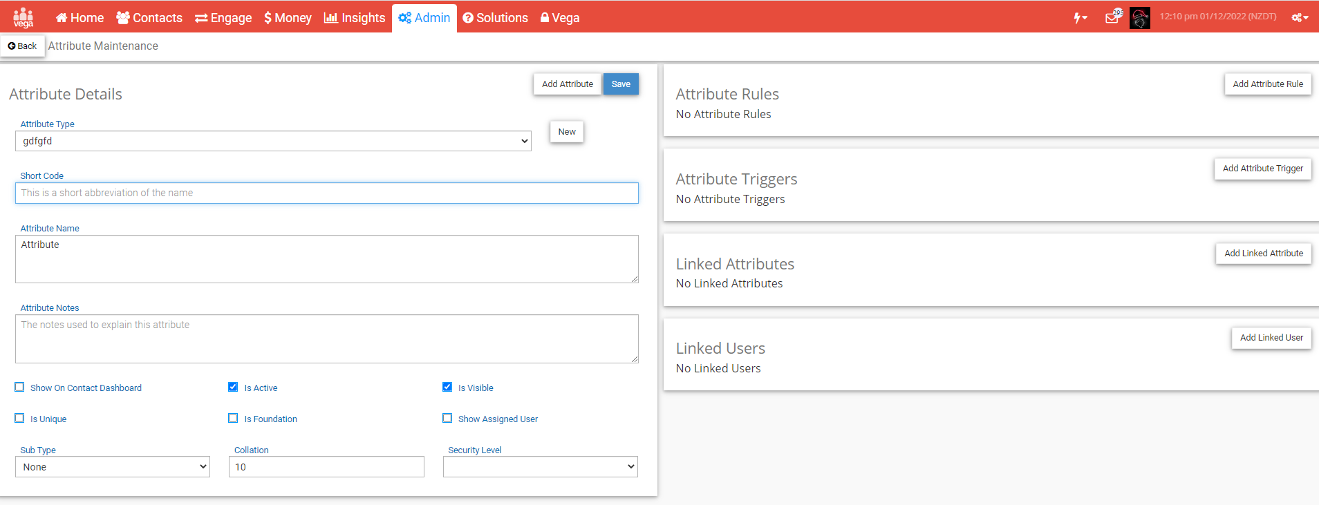Creating/Editing Attributes – Vega