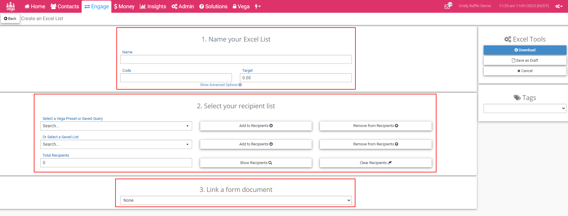 Campaign Action - Excel List – Vega