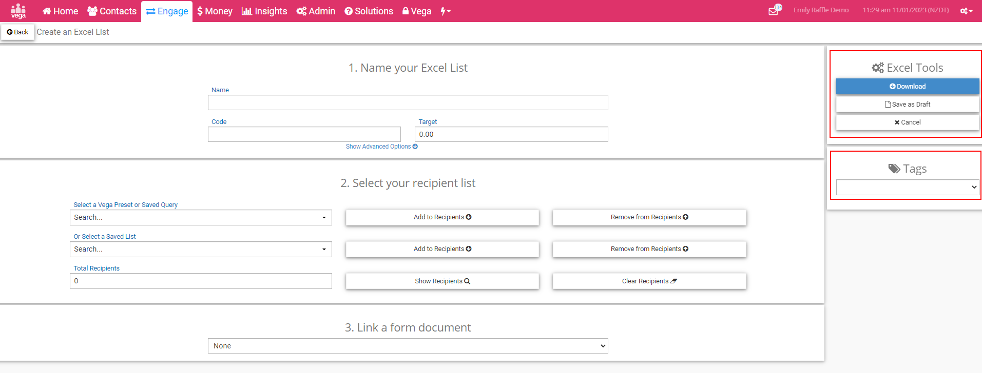 Campaign Action - Excel List – Vega